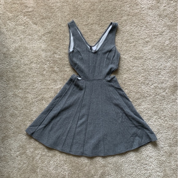 Divided | Dresses | Hms Divided Gray Textured V Neck Cutout Dress ...